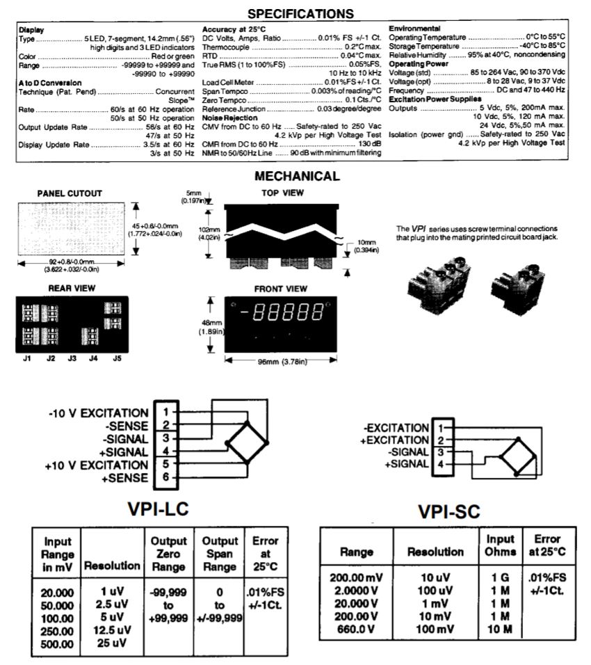 VPI Load Cell Controller | Load Cell Panel Meter