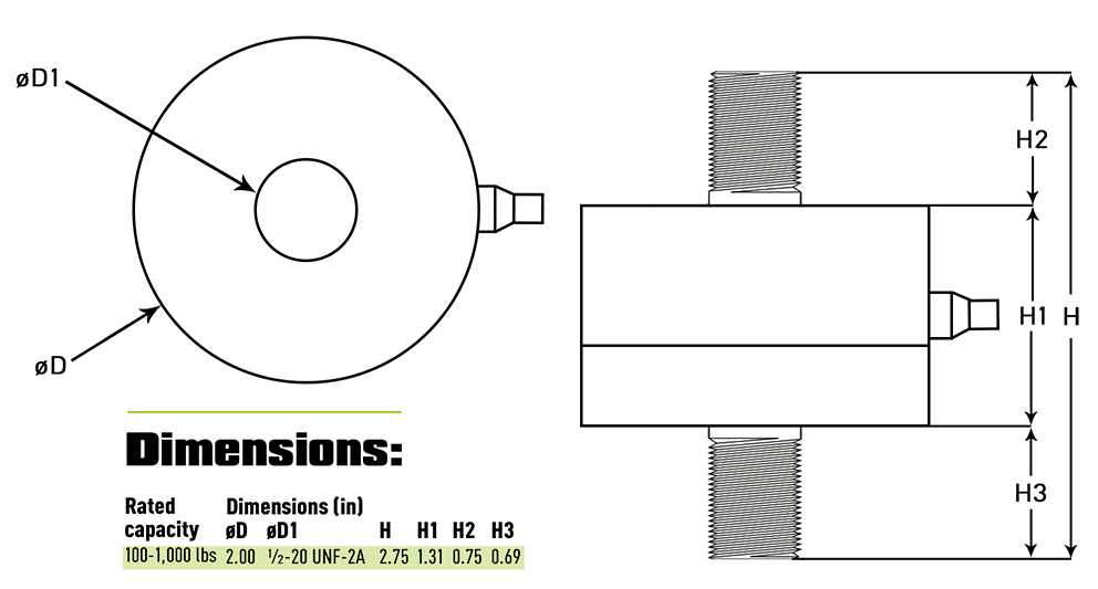 Dual Stud Load Cell | Tension Compression Load Cell
